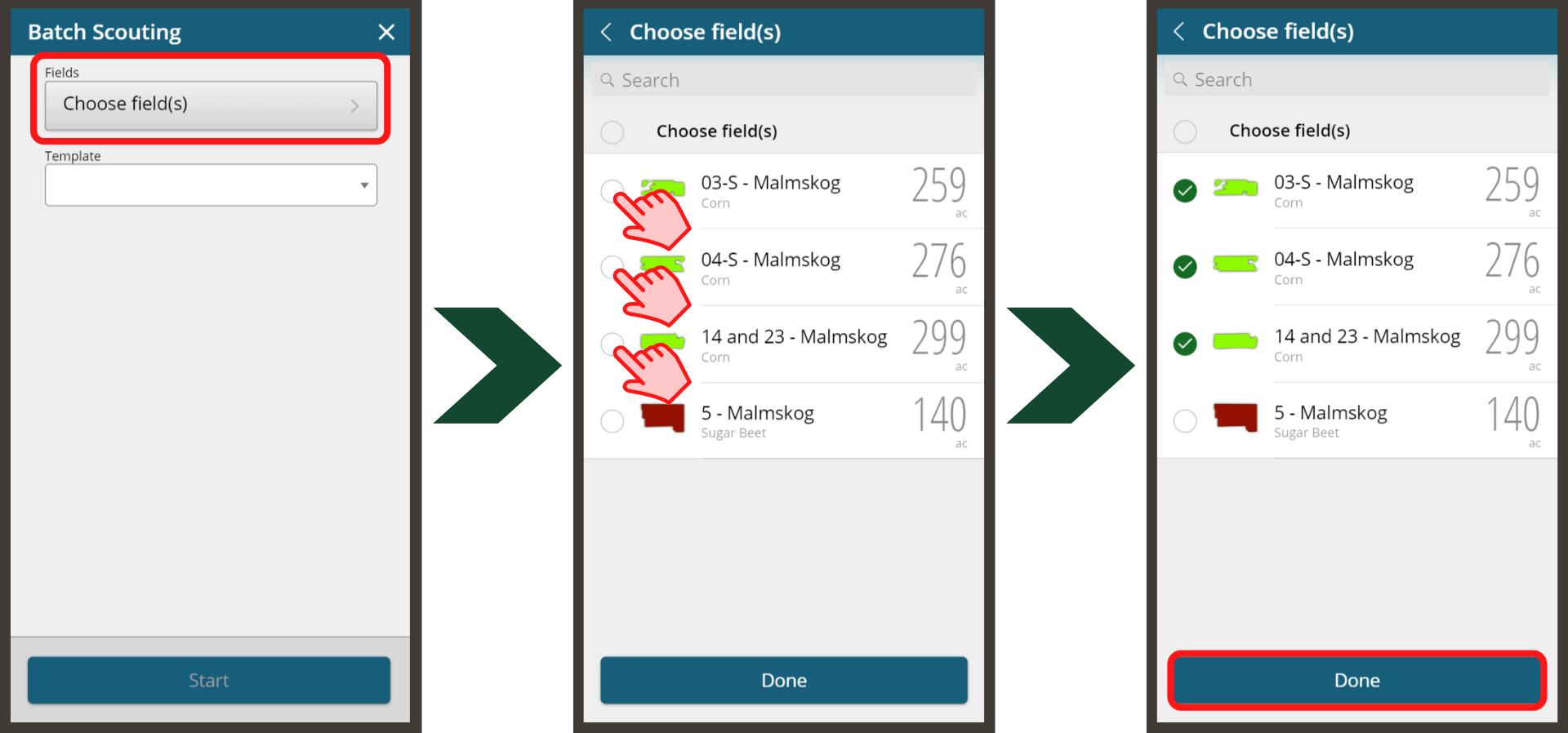 Scout multiple fields at the same time with batch scouting – FarmQA